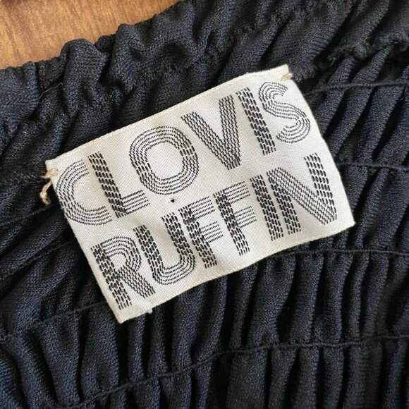 Vintage | Dresses | Vintage 97s Clovis Ruffin Womens Maxi Dress Sz Medium Black Smocked Cap ...